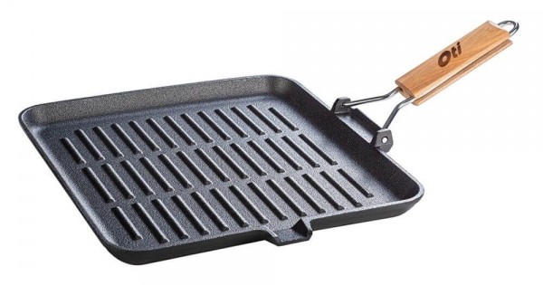 Tigaie Grill OTI din Fonta Pura cu Inductie, 26x26 cm, Maner Rabatabil ...